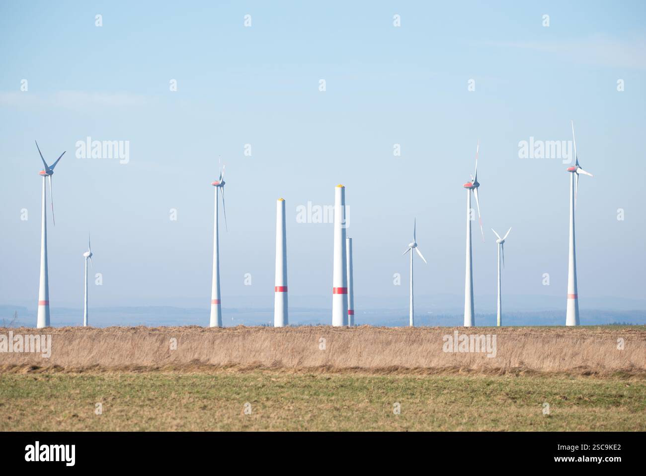 Construction site for wind turbine park, transformation to renewable ...