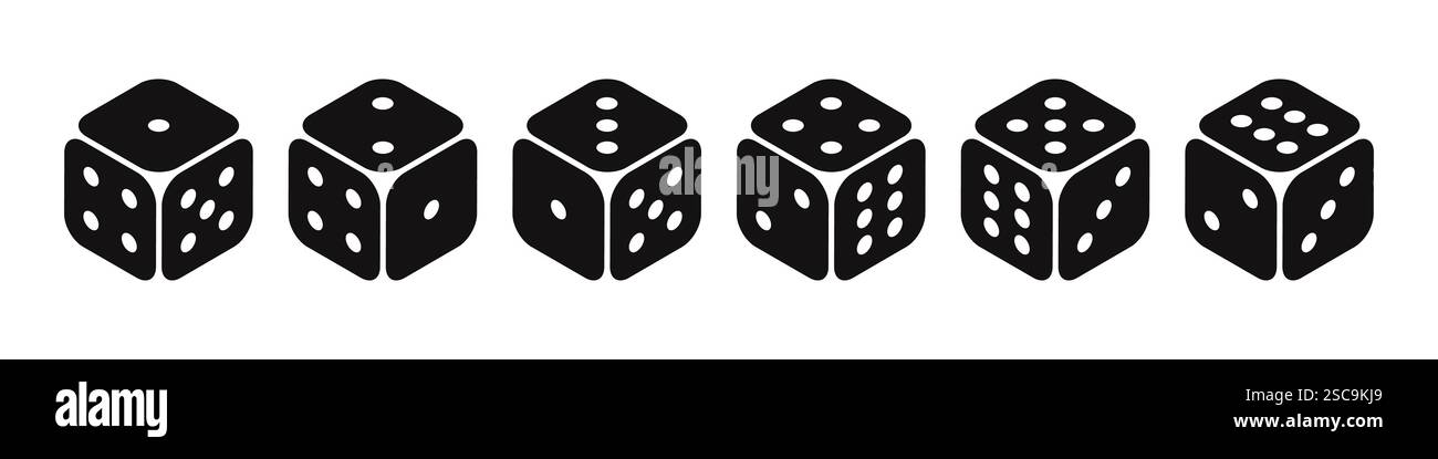 All sides of dices icons set. Dice Faces, Diceline icons collection ...