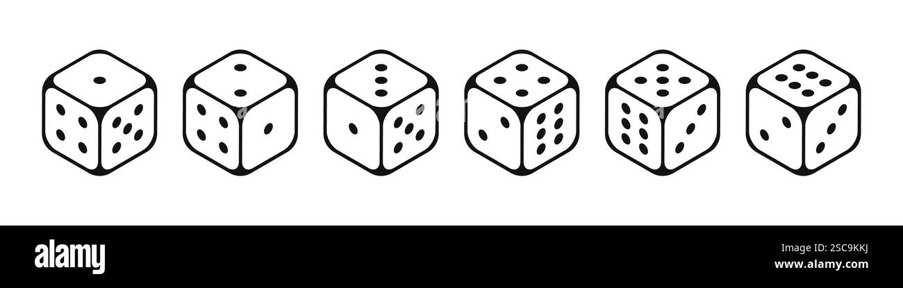 All sides of dices icons set. Dice Faces, Diceline icons collection ...