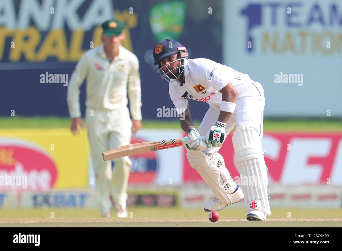 Sri Lanka's Kusal Mendis plays a shot during the first day of the ...
