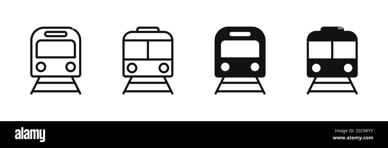 Train Line And Silhouette Color Icons Set. Railway Station Pictograms ...