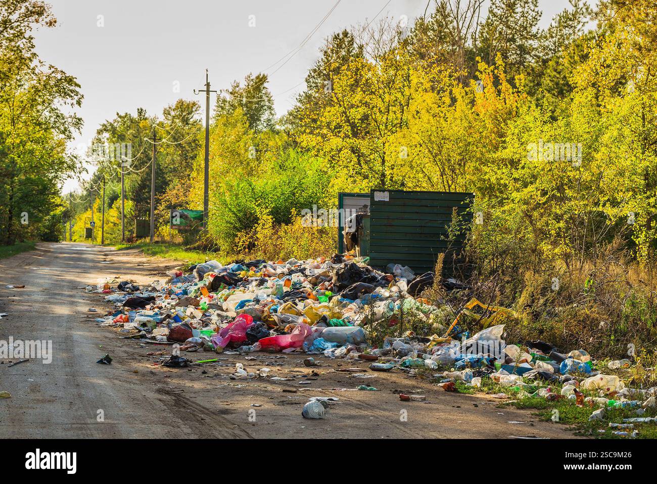 Garbage in landfill near forest - environment pollution Stock Photo - Alamy