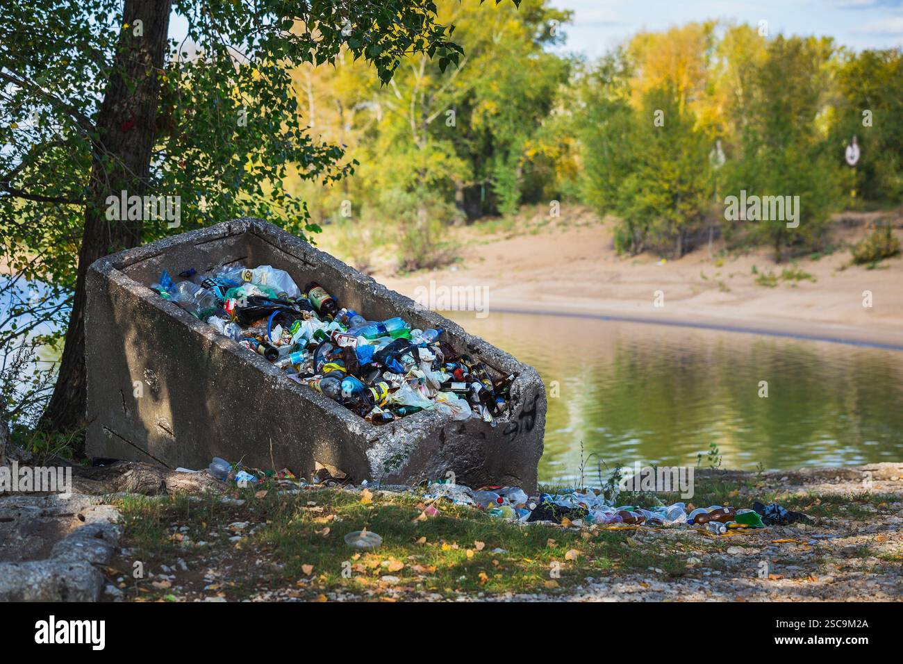 Garbage in landfill near forest - environment pollution Stock Photo - Alamy