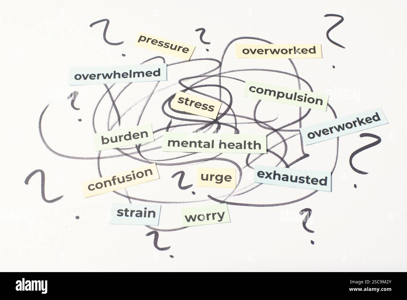Stress and mental health concept, overworked, exhausted, time pressure ...
