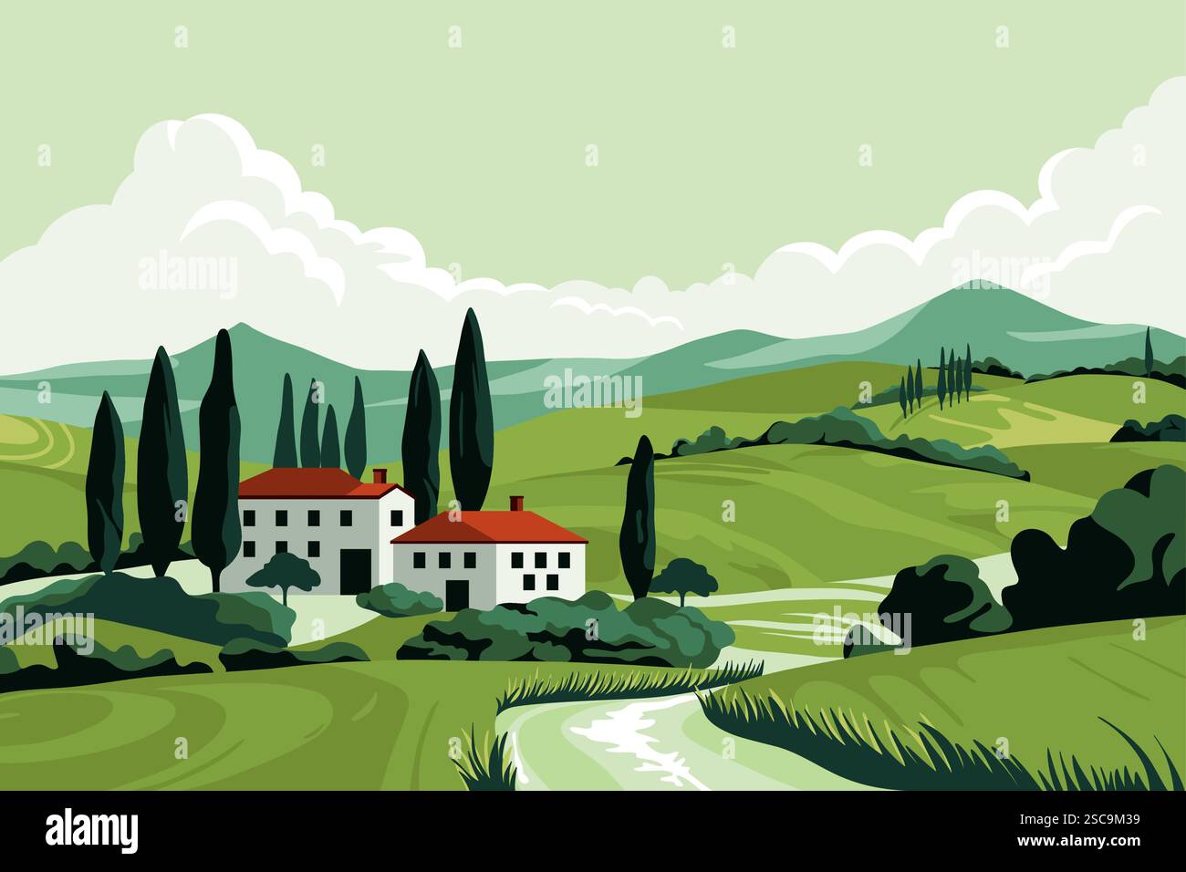 Northern italy countryside Stock Vector Images - Alamy