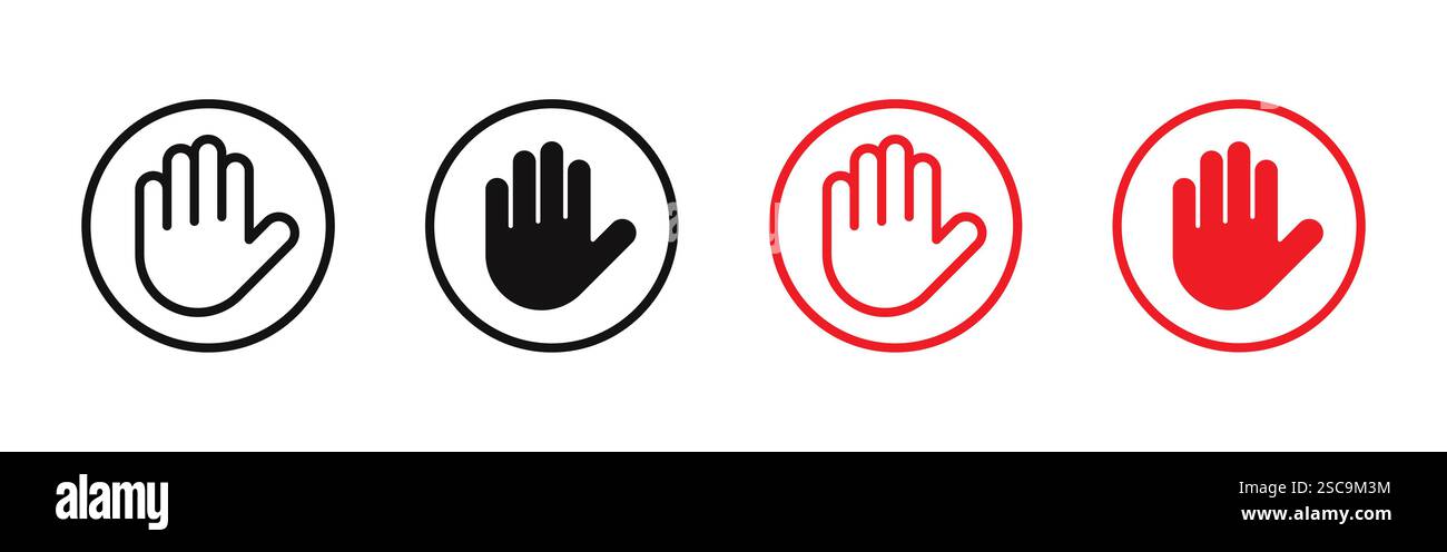 Hand Raise icons set. Stop symbol collection. Vector illustration Stock ...