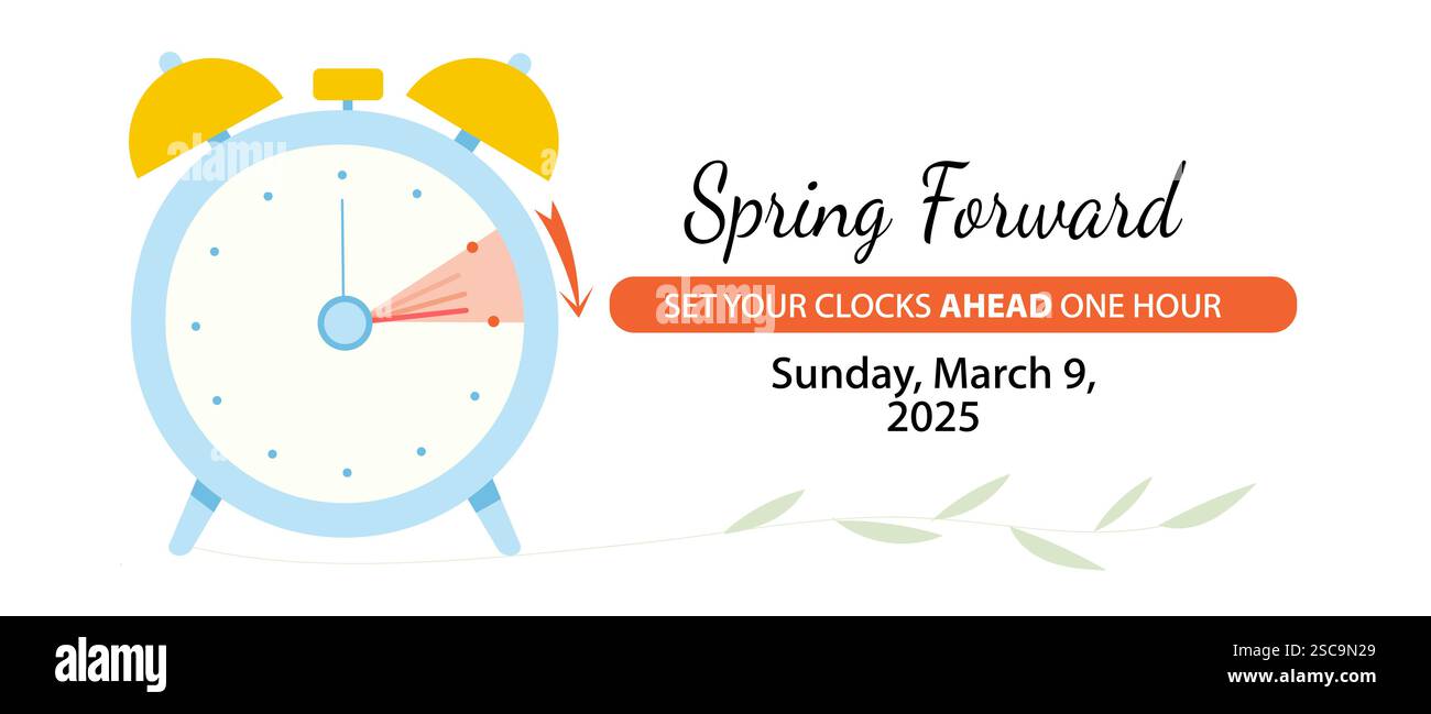 Spring Daylight Saving Time Starts. The clocks moves forward one hour ...