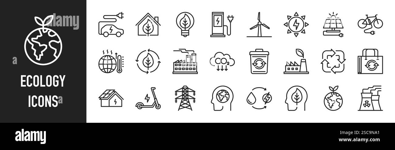 Ecology web icons in line style. Eco friendly, environmental ...