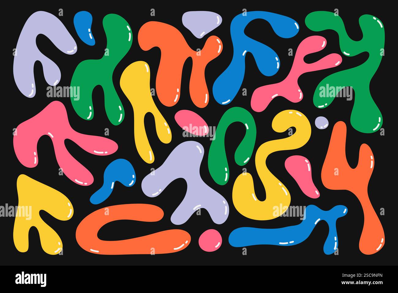 Organic liquid wavy blob shapes. Abstract childish fluid scribble spots ...