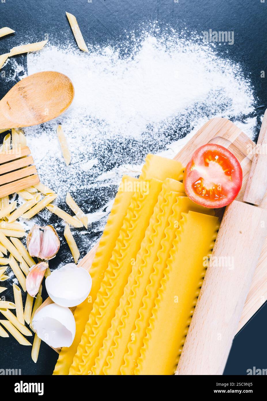 dry pasta spaghetti with ingredient Stock Photo - Alamy