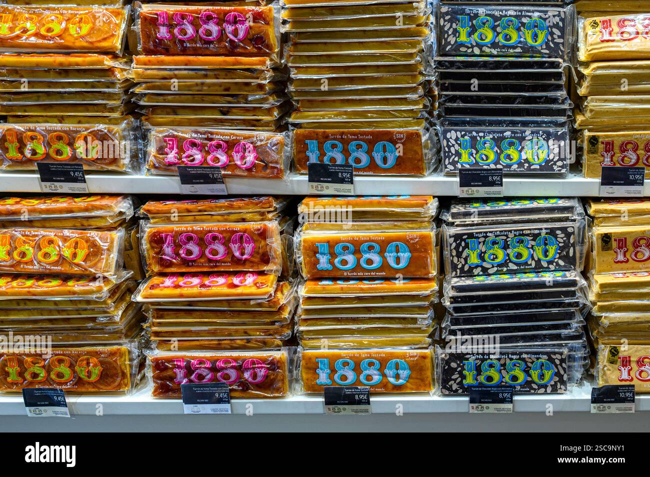 Jijona nougat in a retail display at the 1880 factory and retail store ...