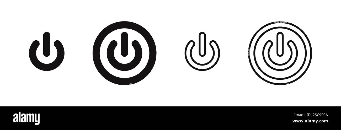 On off power button icons set. Power on off or switch electric current ...