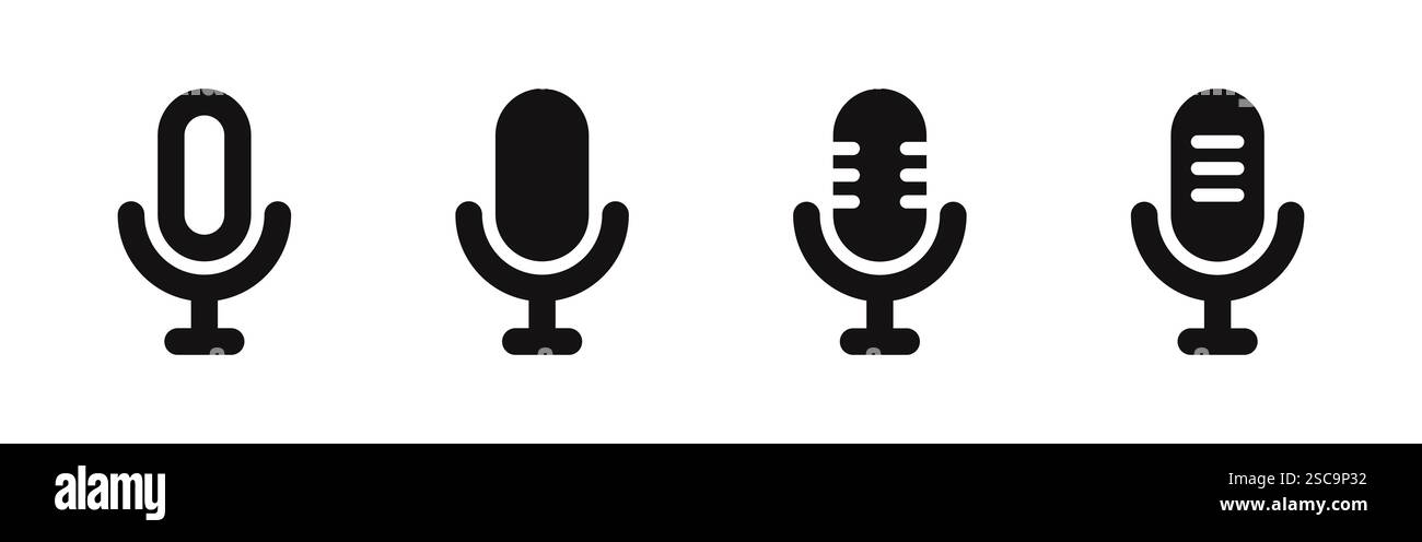 Microphone icons set. Voice recording symbol. Vector illustration Stock ...