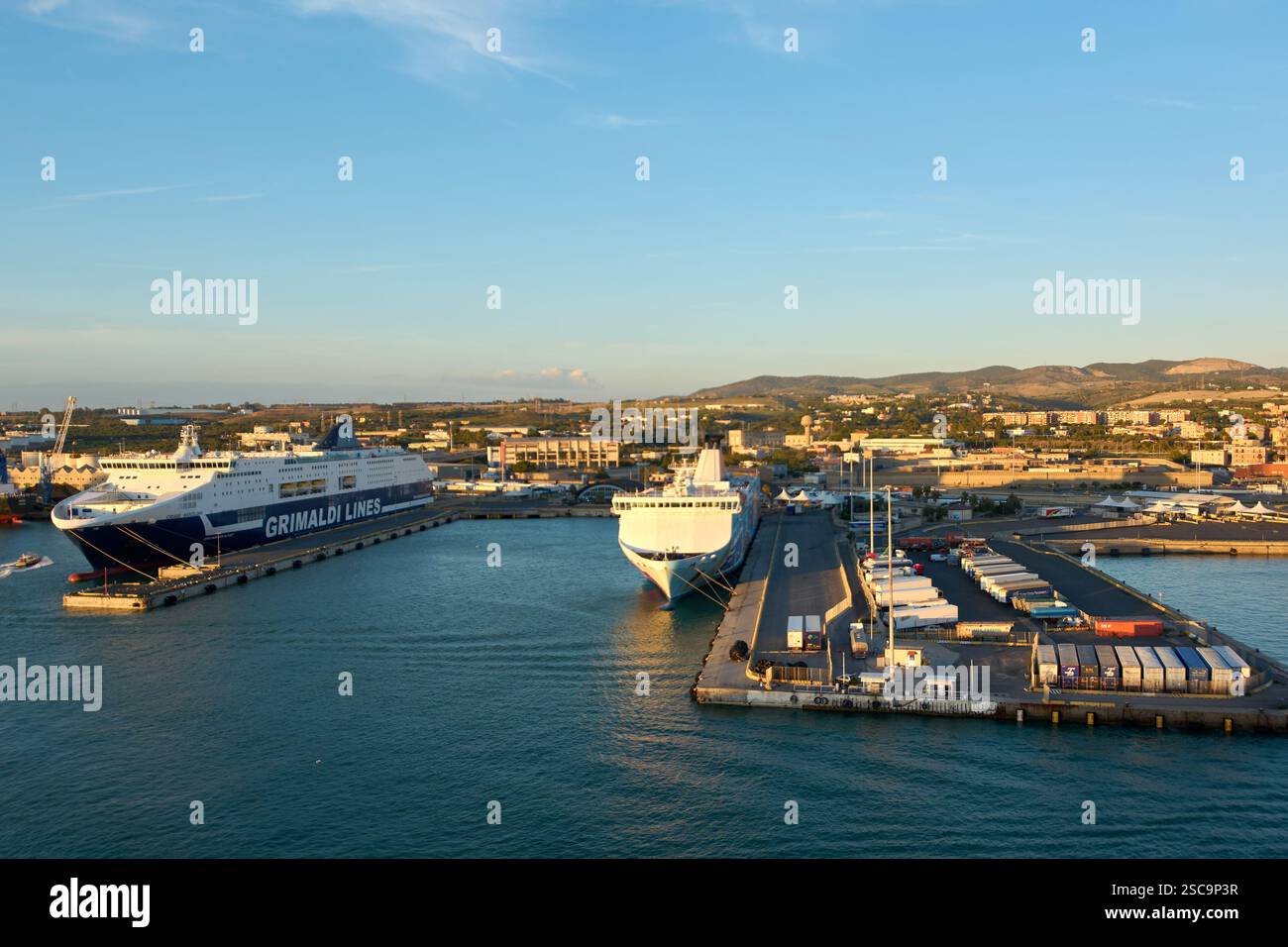 Civitavecchia. Italy - February 06, 2025: Large cargo vessels in ...