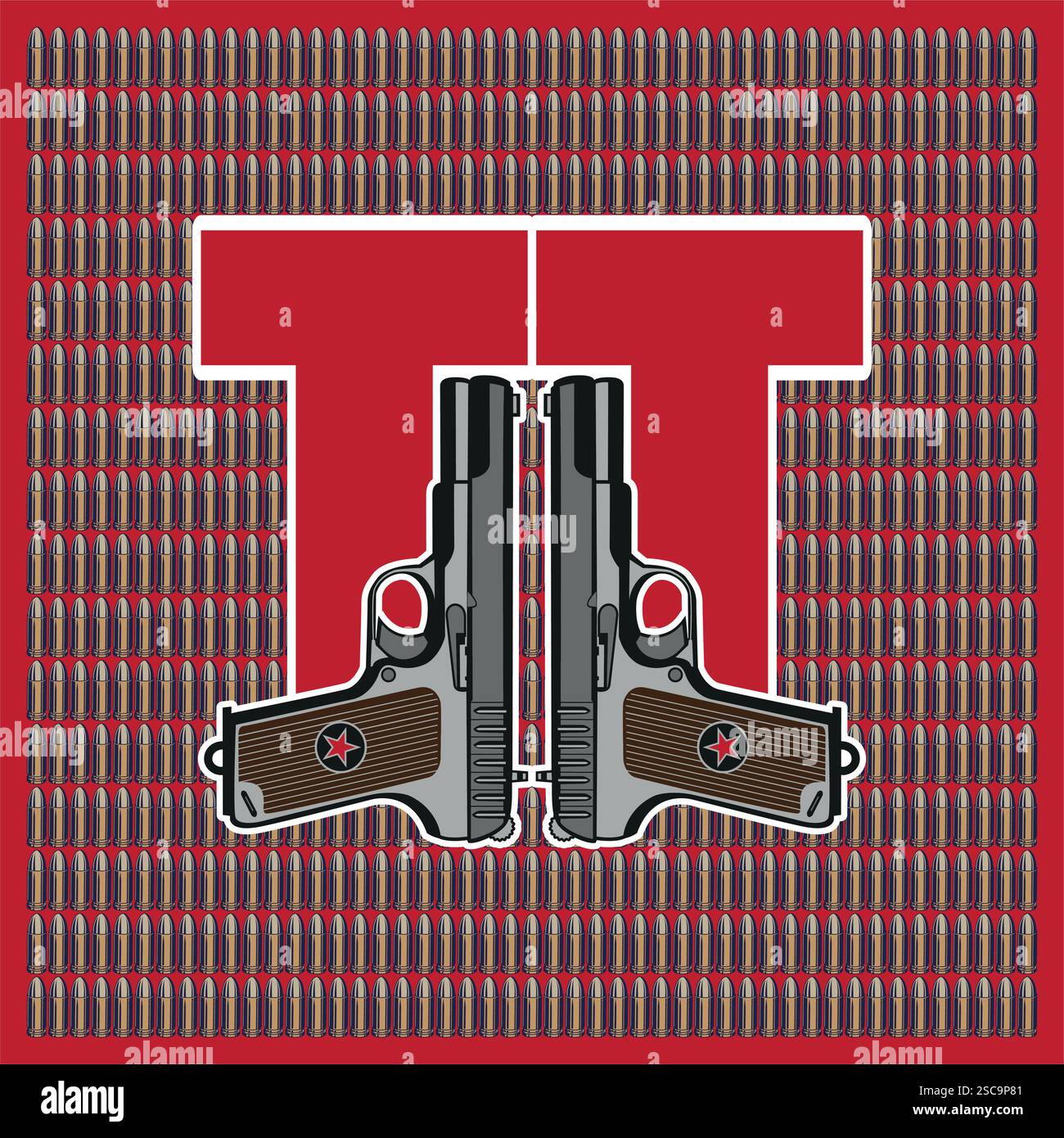 Old soviet russian pistol TT, world war 2 handgun and Target.. Vector ...