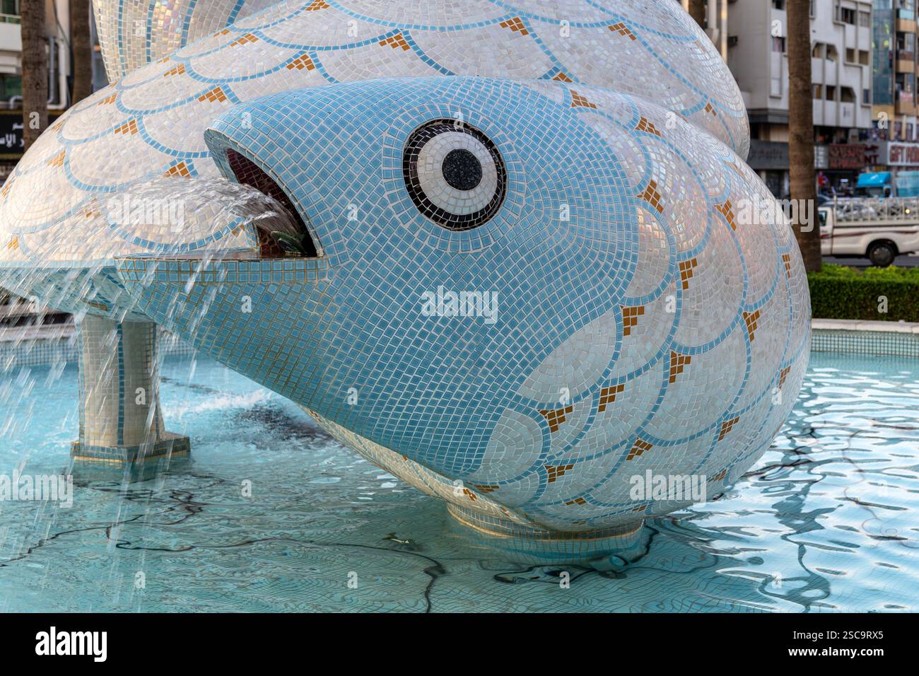Fish Roundabout, Dubai. Now re-tiled in a brighter colours. By sculptor ...