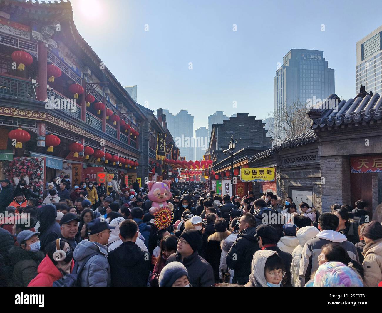 People stroll in the ancient block to celebrate the Spring Festival in ...