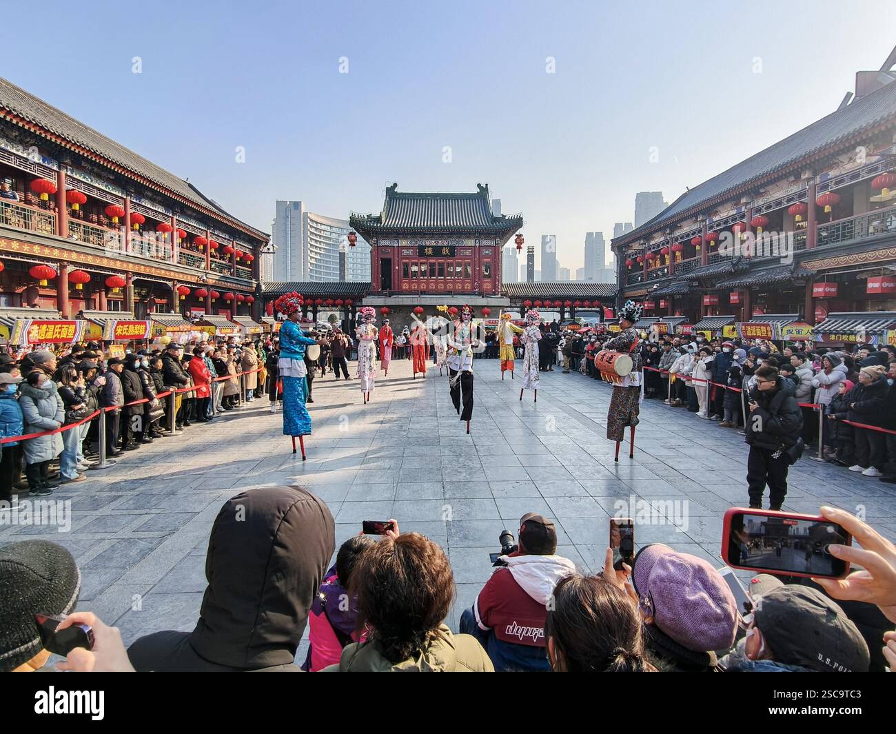 People stroll in the ancient block to celebrate the Spring Festival in ...