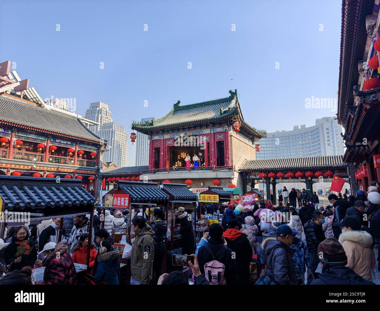People stroll in the ancient block to celebrate the Spring Festival in ...