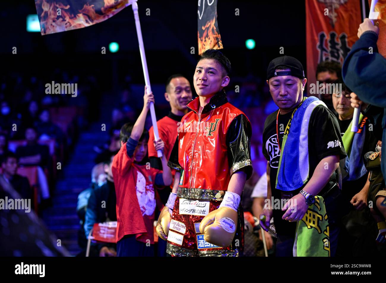 Tokyo, Japan. 18th Jan, 2025. Japan's Jukiya Iimura enters the ring before the vacant OPBF ...