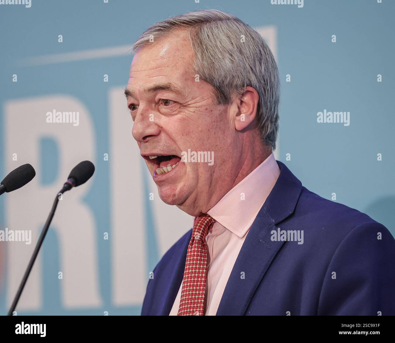 London, UK, 05th Feb 2025. Nigel Farage, party founder and MP for ...