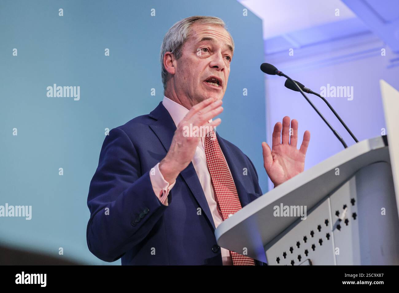 London, UK. 05th Feb, 2025. Nigel Farage, party founder and MP for ...