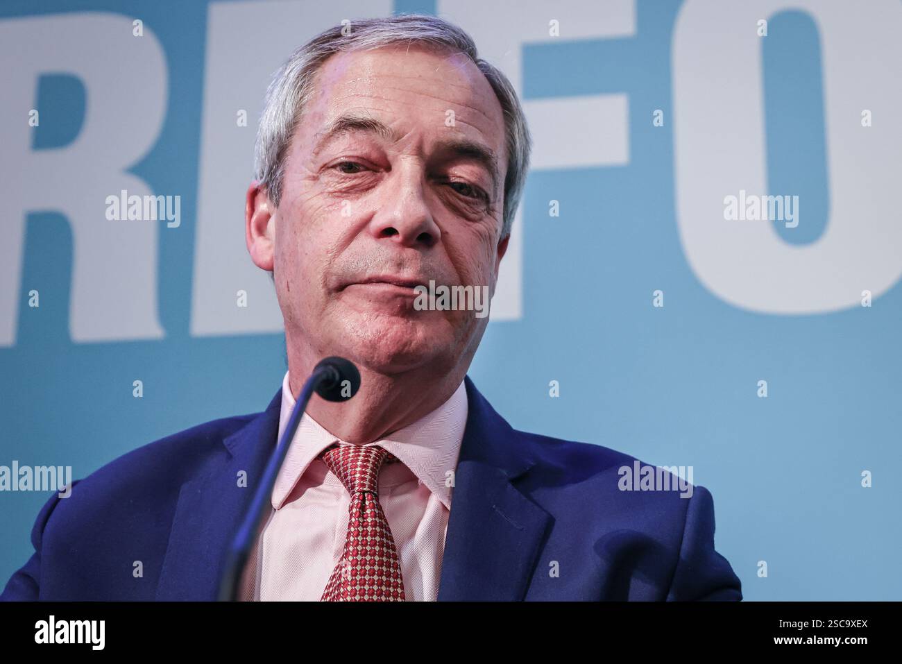 London, UK, 05th Feb 2025. Nigel Farage, party founder and MP for ...