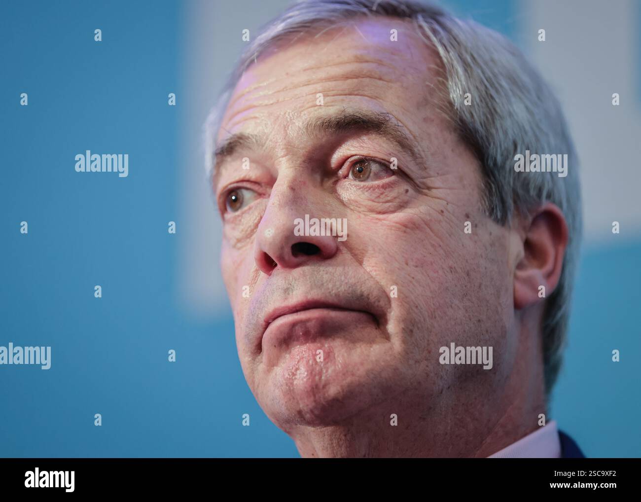 London, UK, 05th Feb 2025. Nigel Farage, party founder and MP for ...