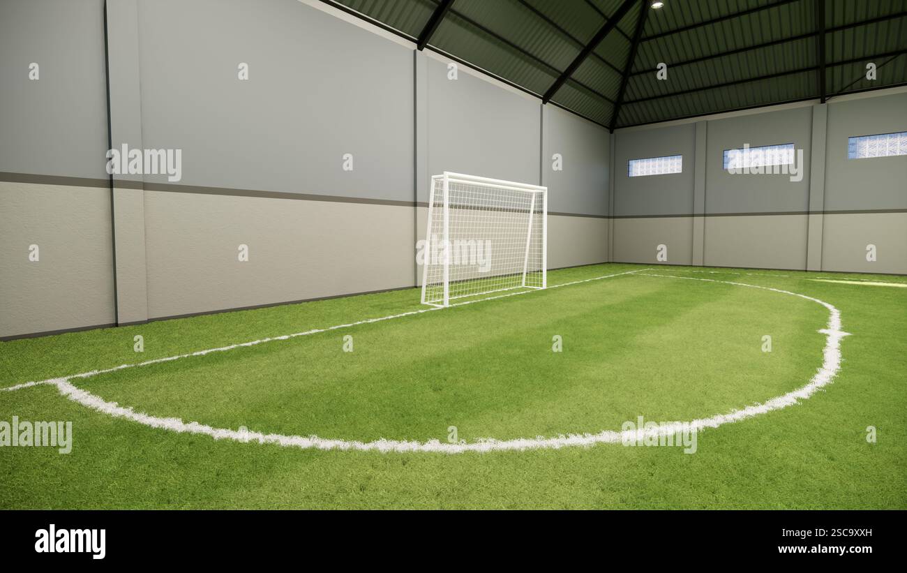 f an Indoor Mini Soccer Arena with Artificial Turf, High Ceiling, and ...
