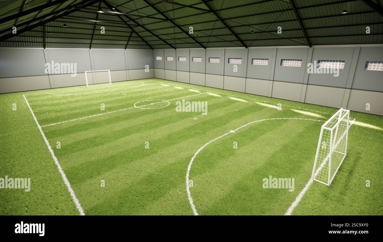 3D Render of a Fully Enclosed Indoor Mini soccer Futsal Arena with ...