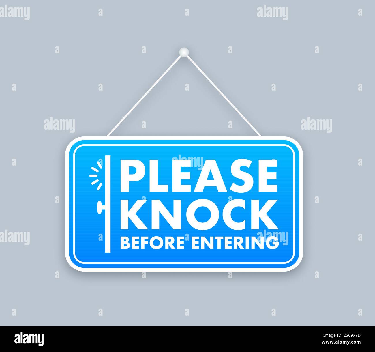 Blue Sign Hanging and Requesting to Knock Before Entering Stock Vector ...