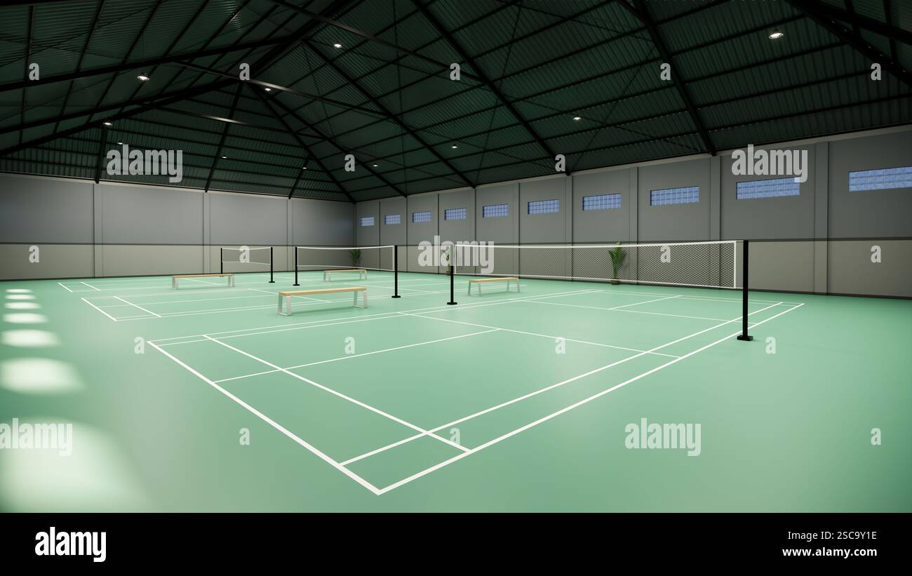 Indoor badminton arena symmetrical court hi-res stock photography and ...
