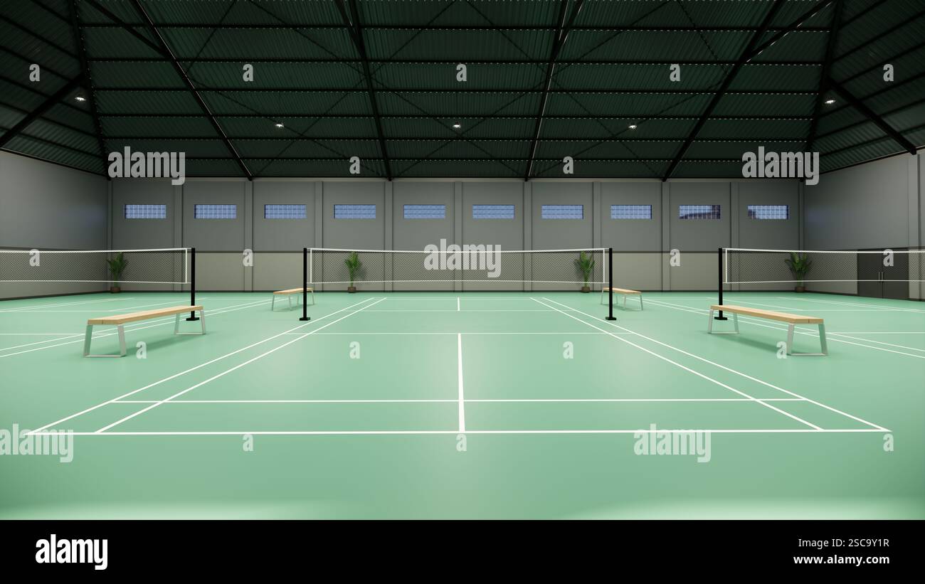 Indoor badminton arena symmetrical court hi-res stock photography and ...