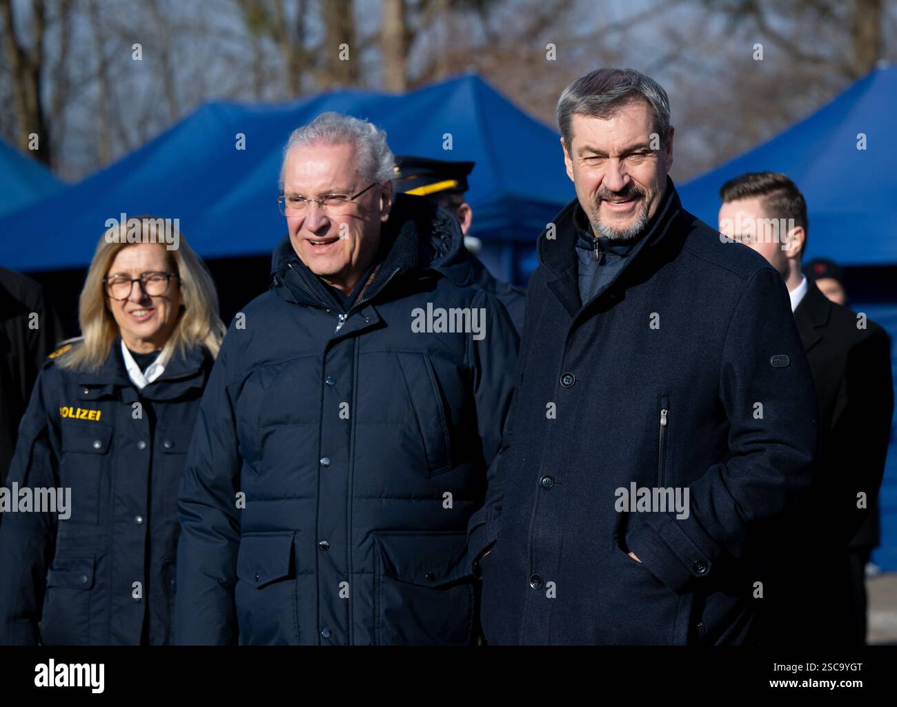 Oberaudorf, Germany. 06th Feb, 2025. Annette Lauer (l-r), Director of the Bavarian Border Police ...
