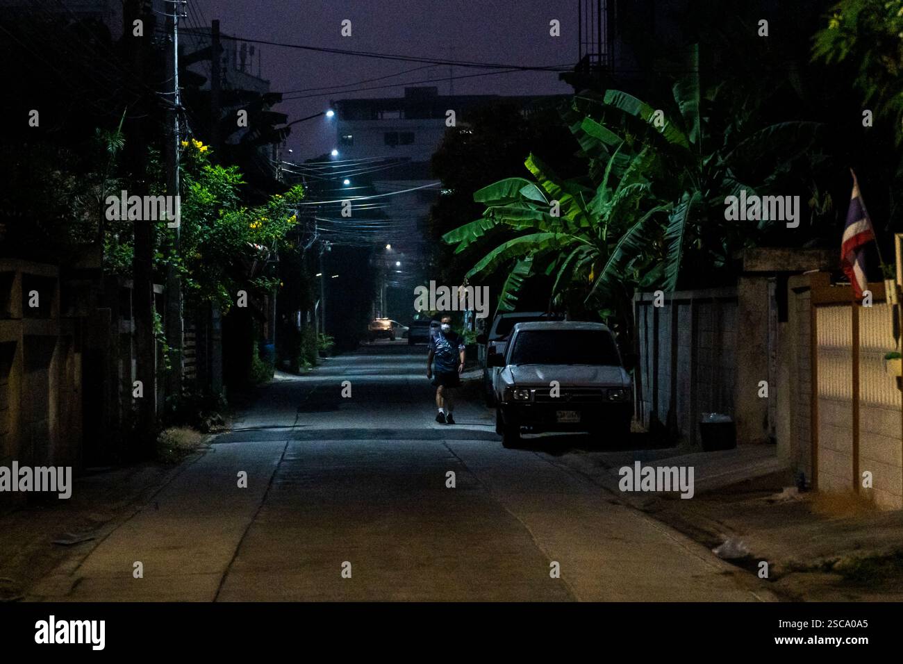 Bangkok, Thailand. 03rd Feb, 2025. A view of a man walking for exercise ...