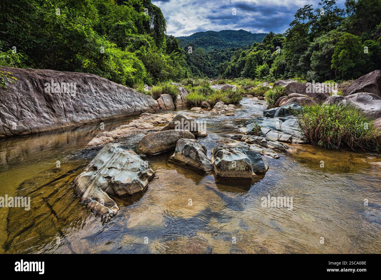 surroundings and landmarks of Yang Bay waterfall in Vietnam Stock Photo ...