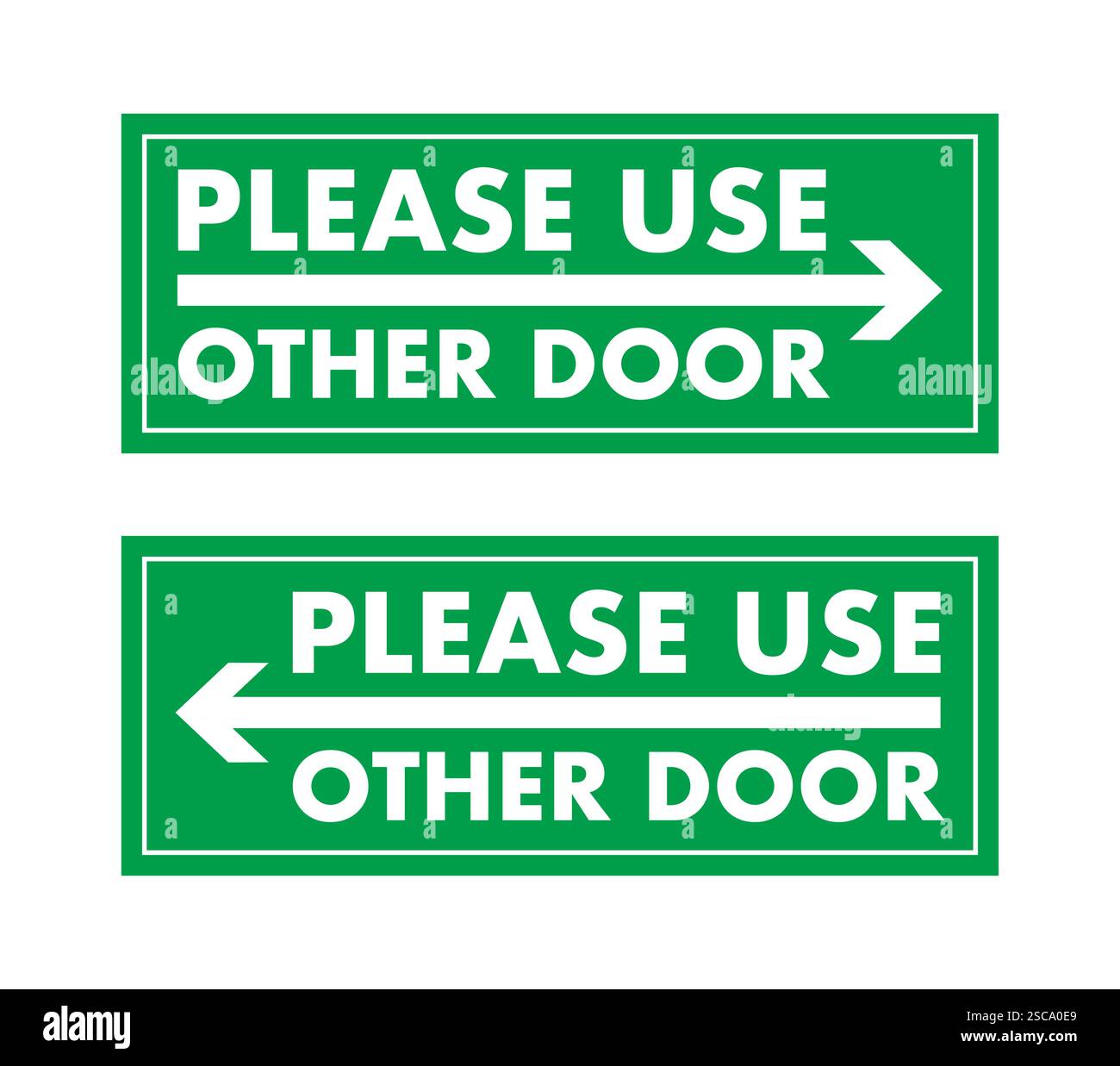 Green please use other door sign pointing left and right Stock Vector ...