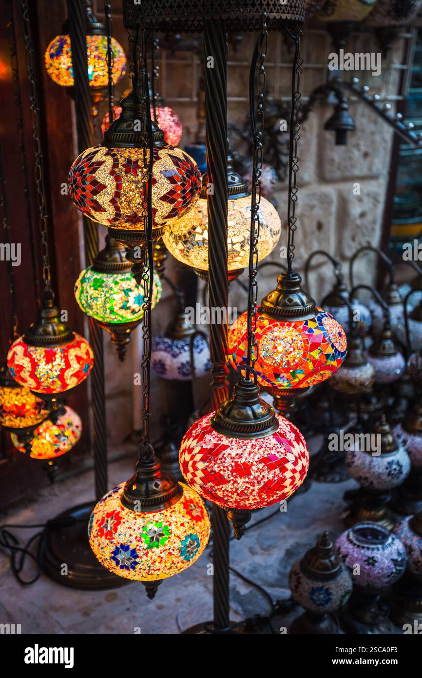 Arab street lanterns in the city of Dubai in the United Arab Emirates ...