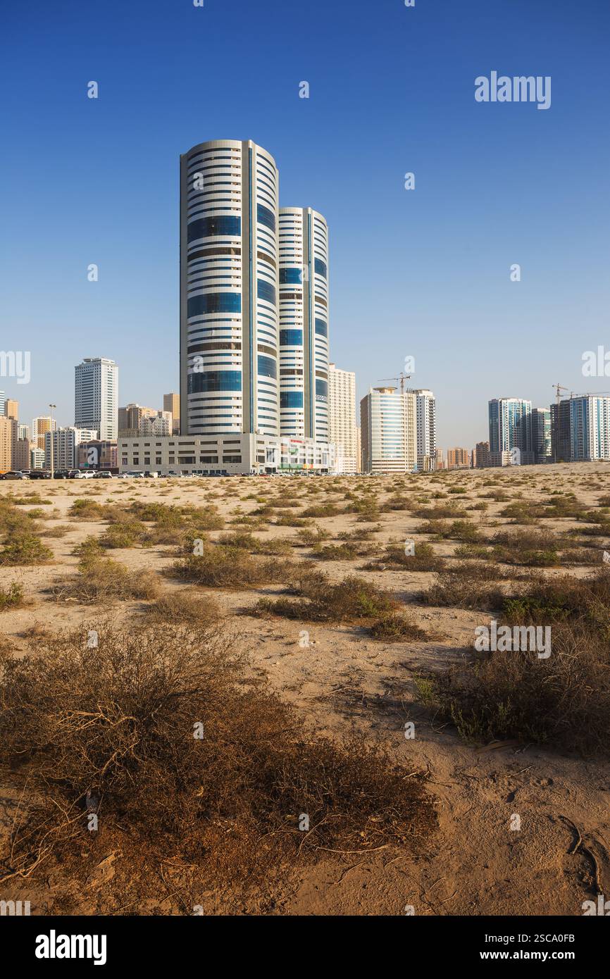 SHARJAH, UAE - NOVEMBER 01, 2013: General view of modern buildings in ...