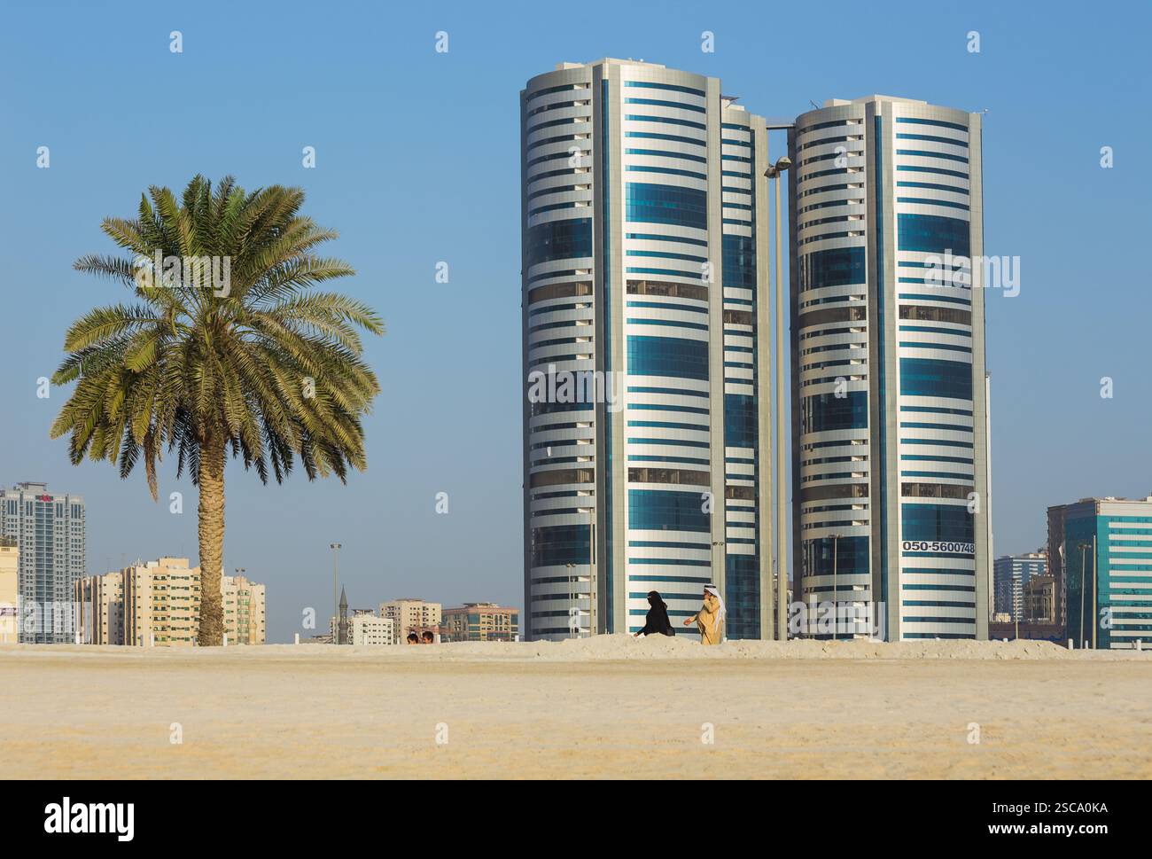 SHARJAH, UAE - NOVEMBER 01, 2013: General view of modern buildings in ...