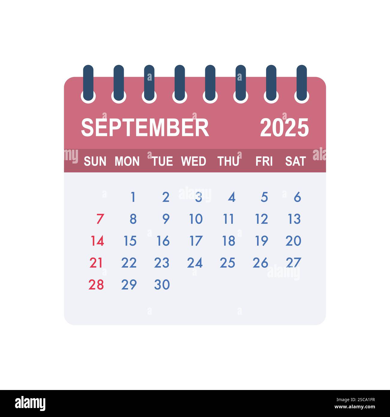 September 2025 calendar page showing days and weeks Stock Vector Image ...