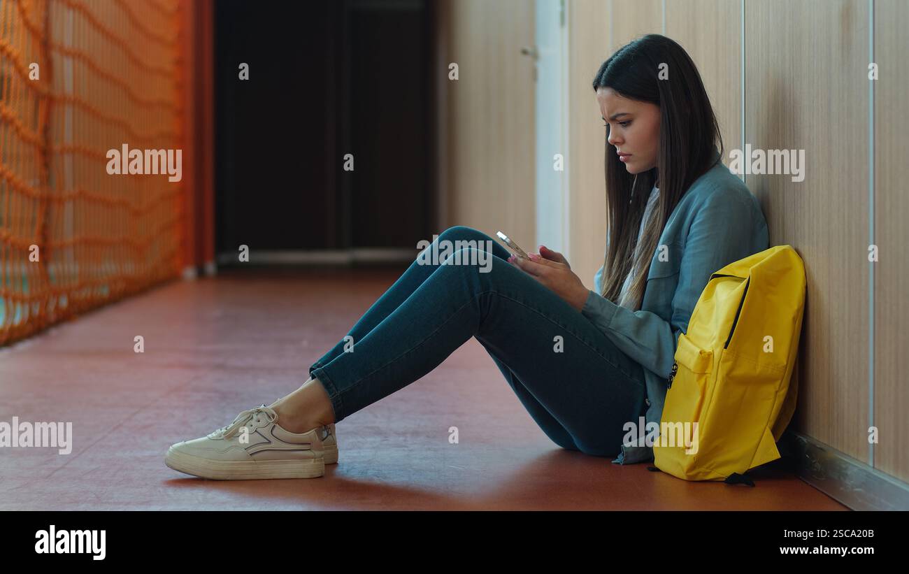 Sad upset failure stress pensive thinking girl female woman student ...