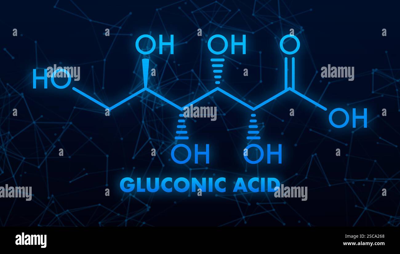 Gluconic acid chemical formula with abstract background Stock Vector ...