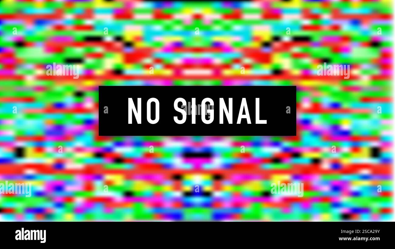 No Signal Message Showing on Colorful Pixelated Screen Background Stock ...