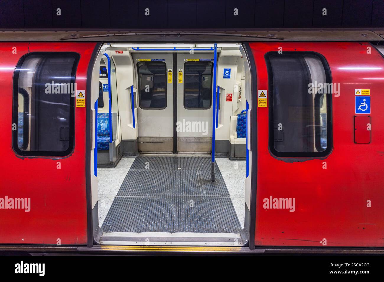 Open Doors of a London Underground Train. Iconic Red Tube Carriage ...