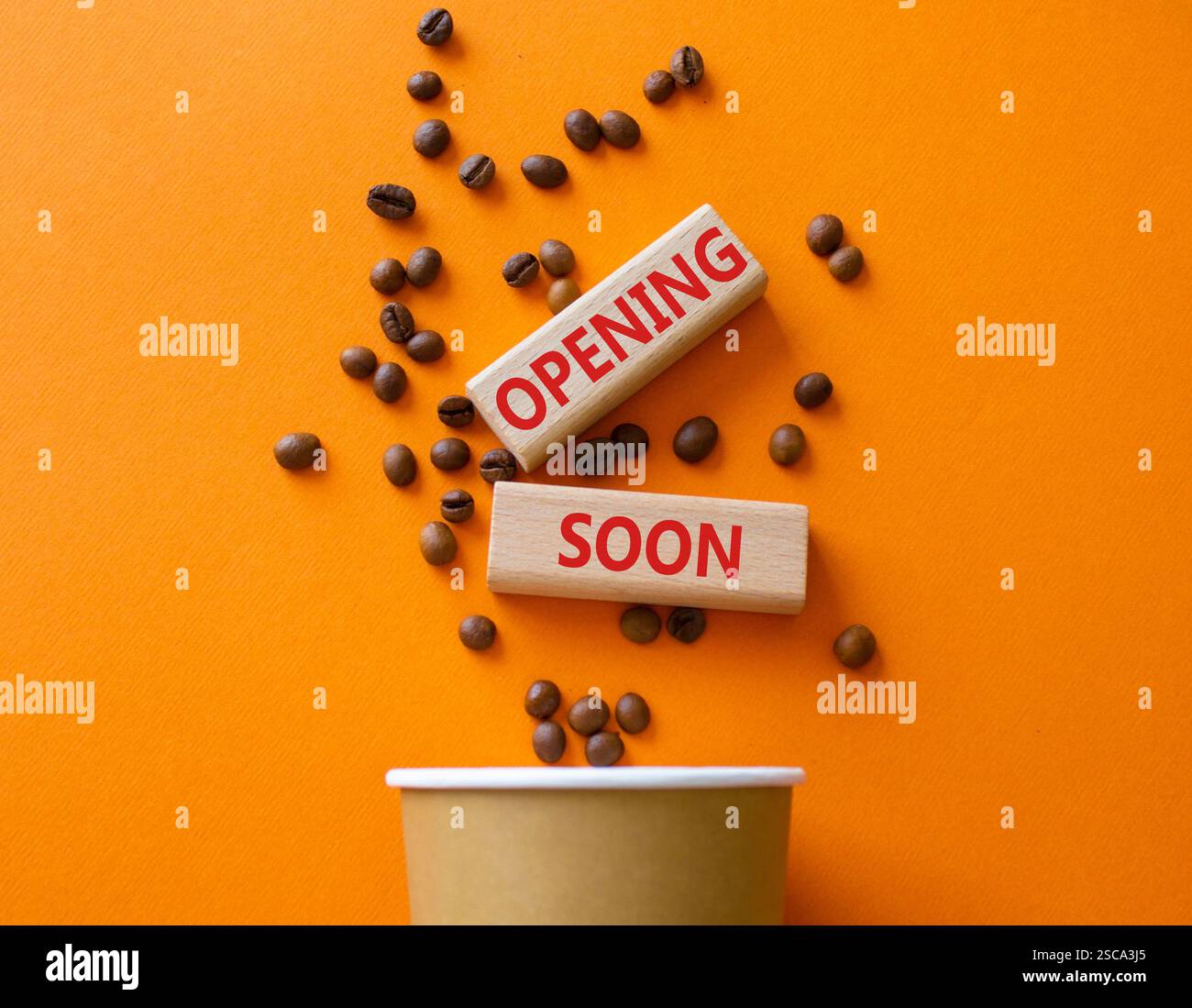 Opening soon symbol. Concept word Opening soon on wooden blocks ...