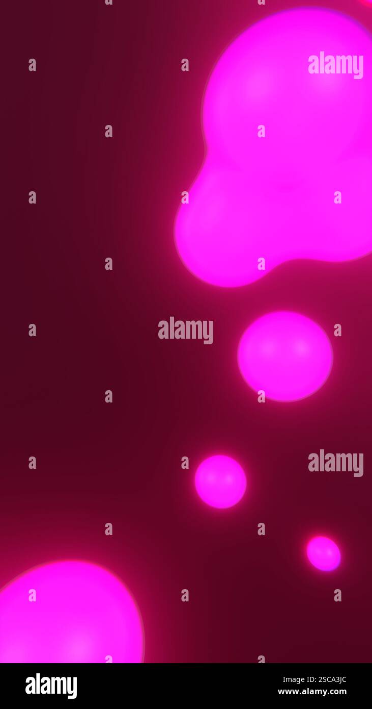 Abstract background 3D vertical neon lava lamp liquid oil blob bubble sphere shapes flow warm ...