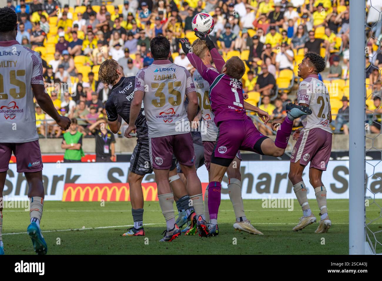 Wellington, New Zealand, 6 Febuary 2025: Brisbane goalkeeper Macklin ...