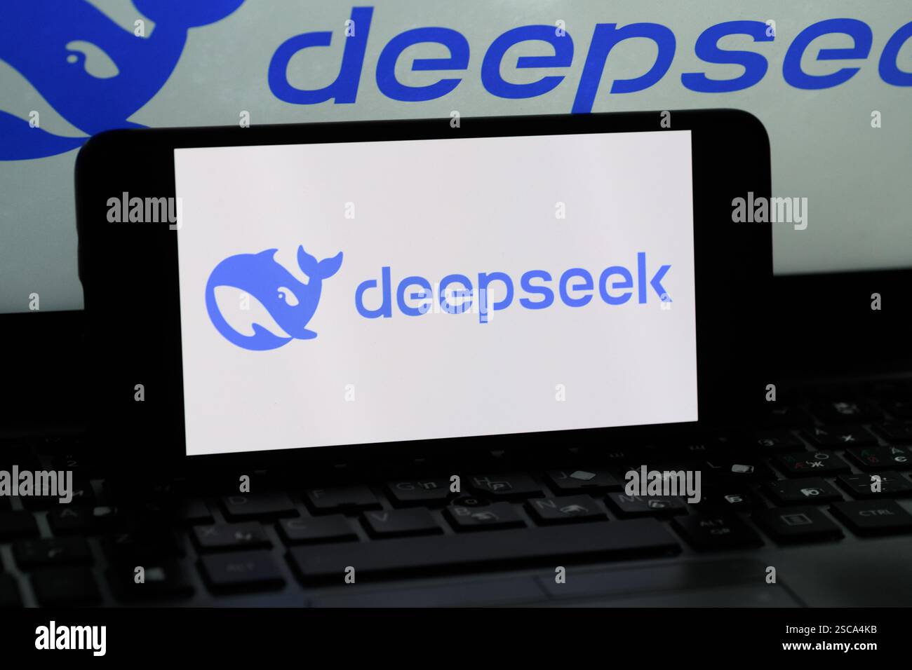 In this photo illustration, a Deepseek logo is seen displayed on a ...