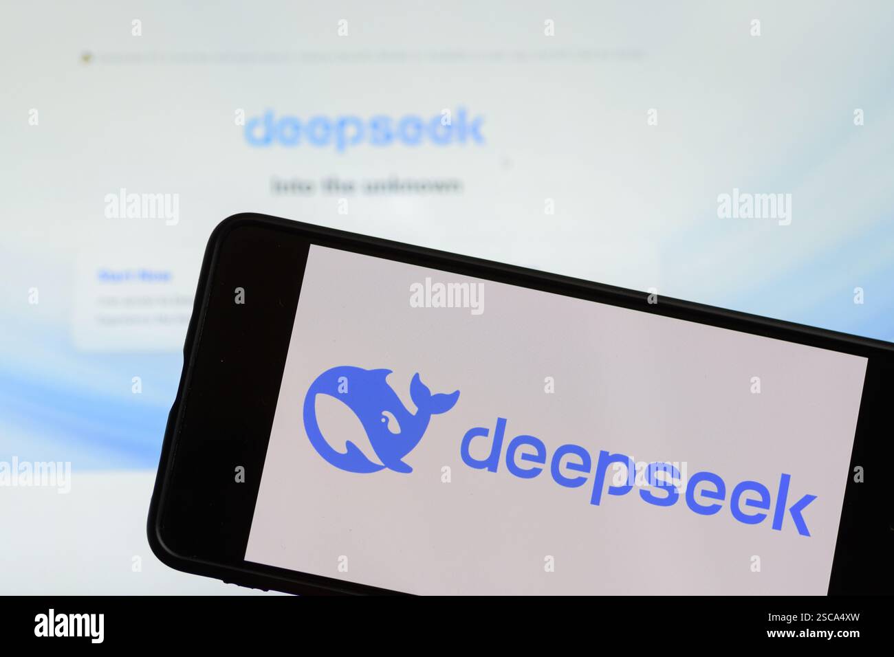 In this photo illustration, a Deepseek logo is seen displayed on a ...